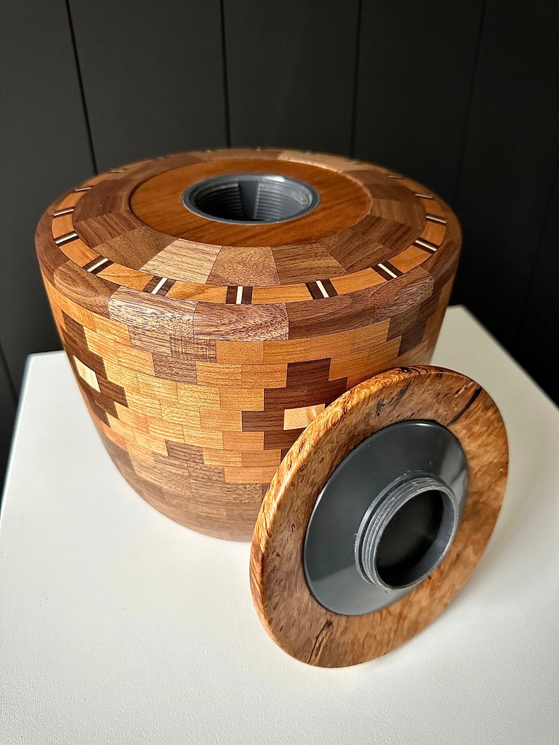 Large Hand Turned Wooden Urn Made From Maple Burl, Birdseye Maple ...