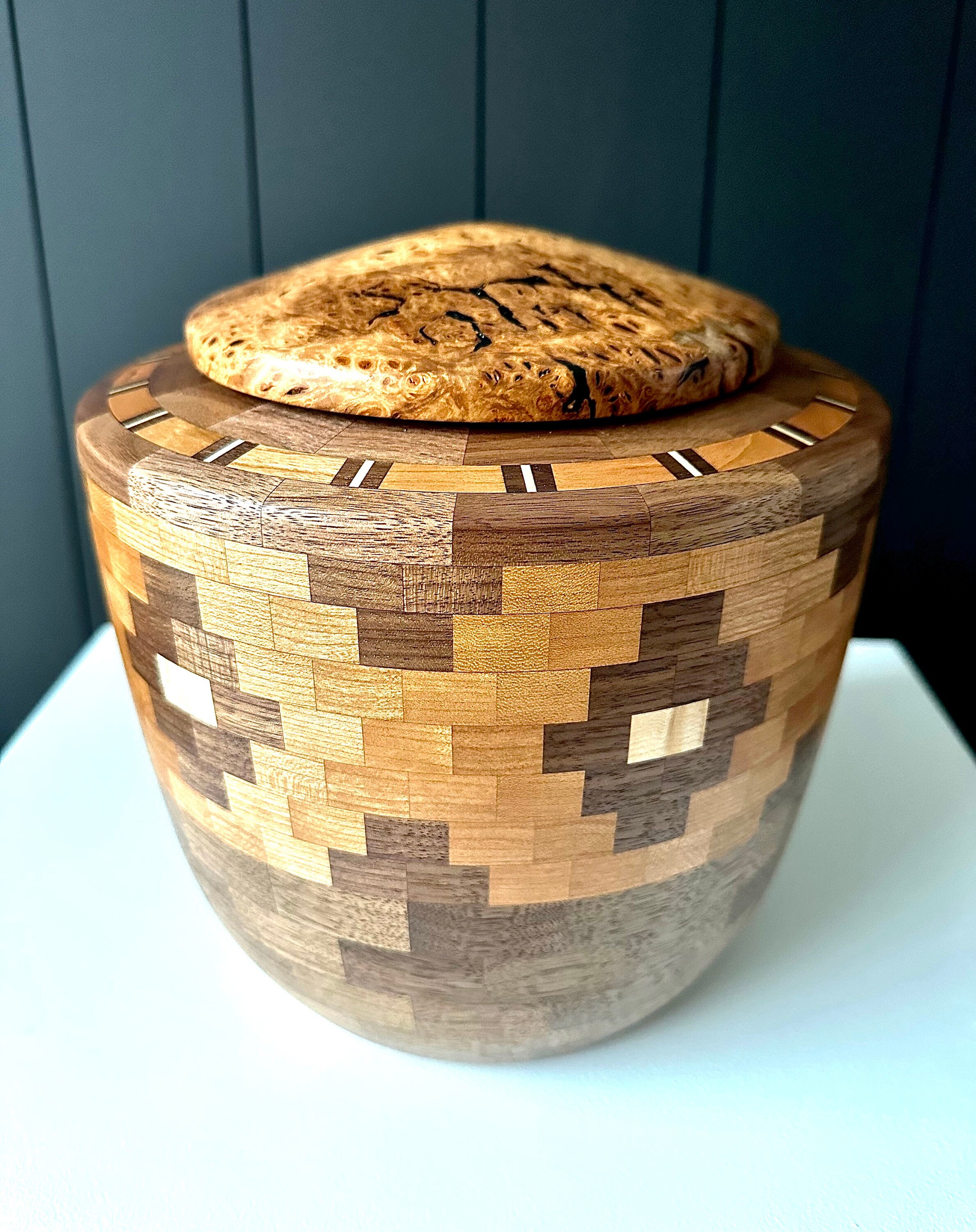 Large Hand Turned Wooden Urn Made From Maple Burl, Birdseye Maple ...