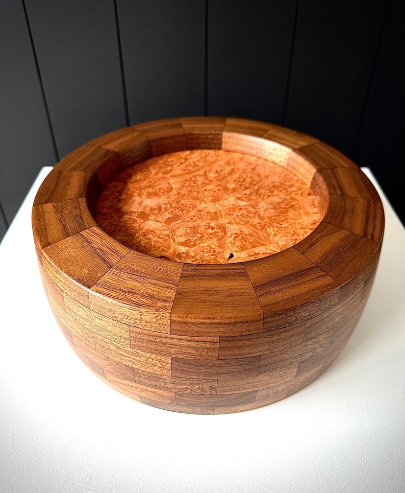 Medium Hand Turned Wooden Urn Made From Walnut and Maple Burl (150 Cu ...