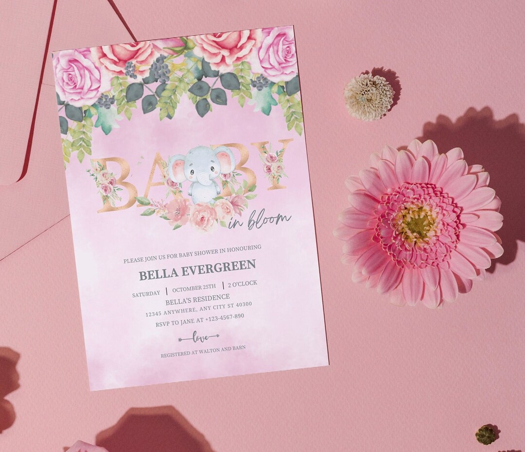 Baby in Bloom Baby Shower Invitation,girl Baby Shower Invite,pink Baby ...