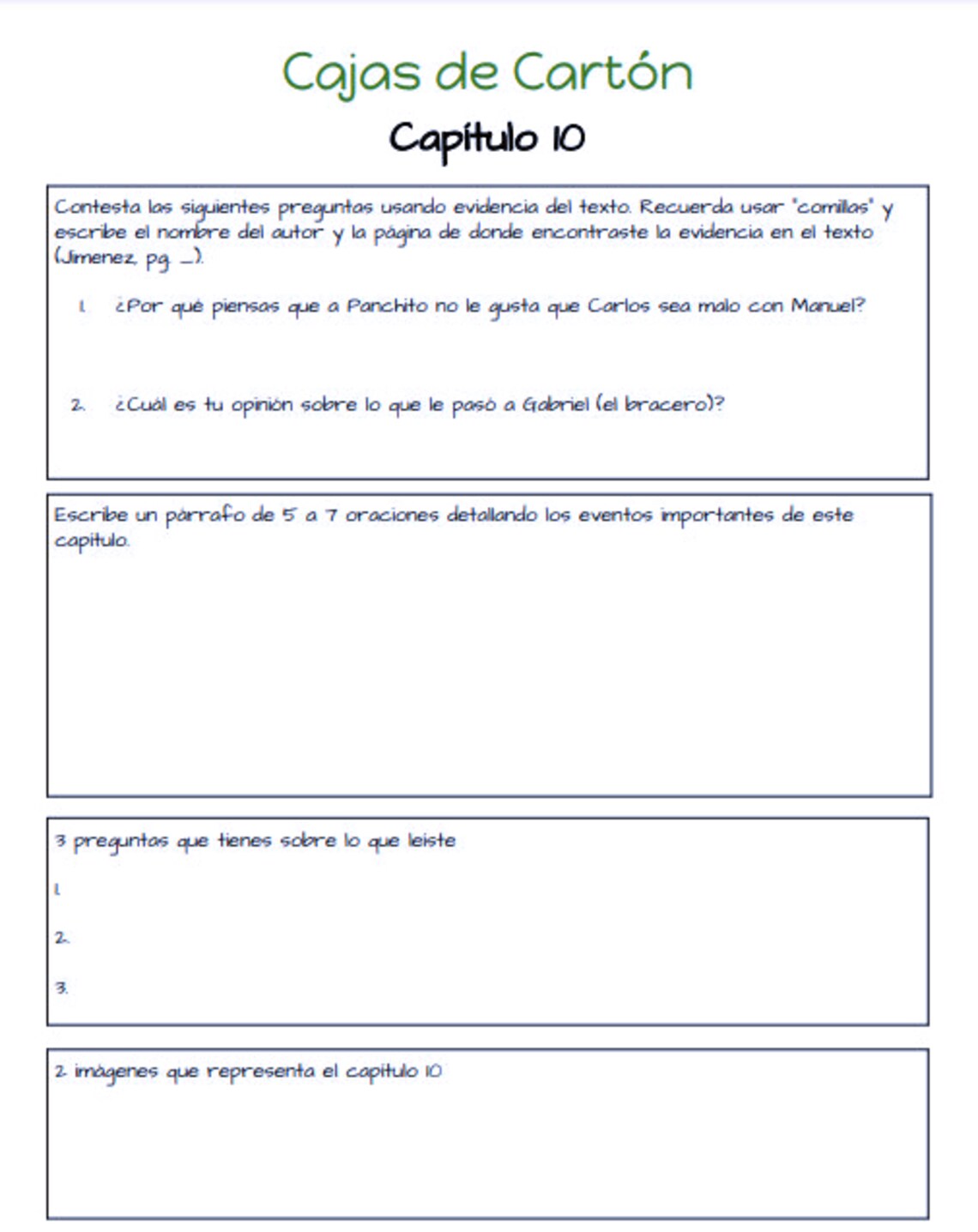 The Circuit- Cajas De Carton Comprehension Sheets SPANISH - Etsy