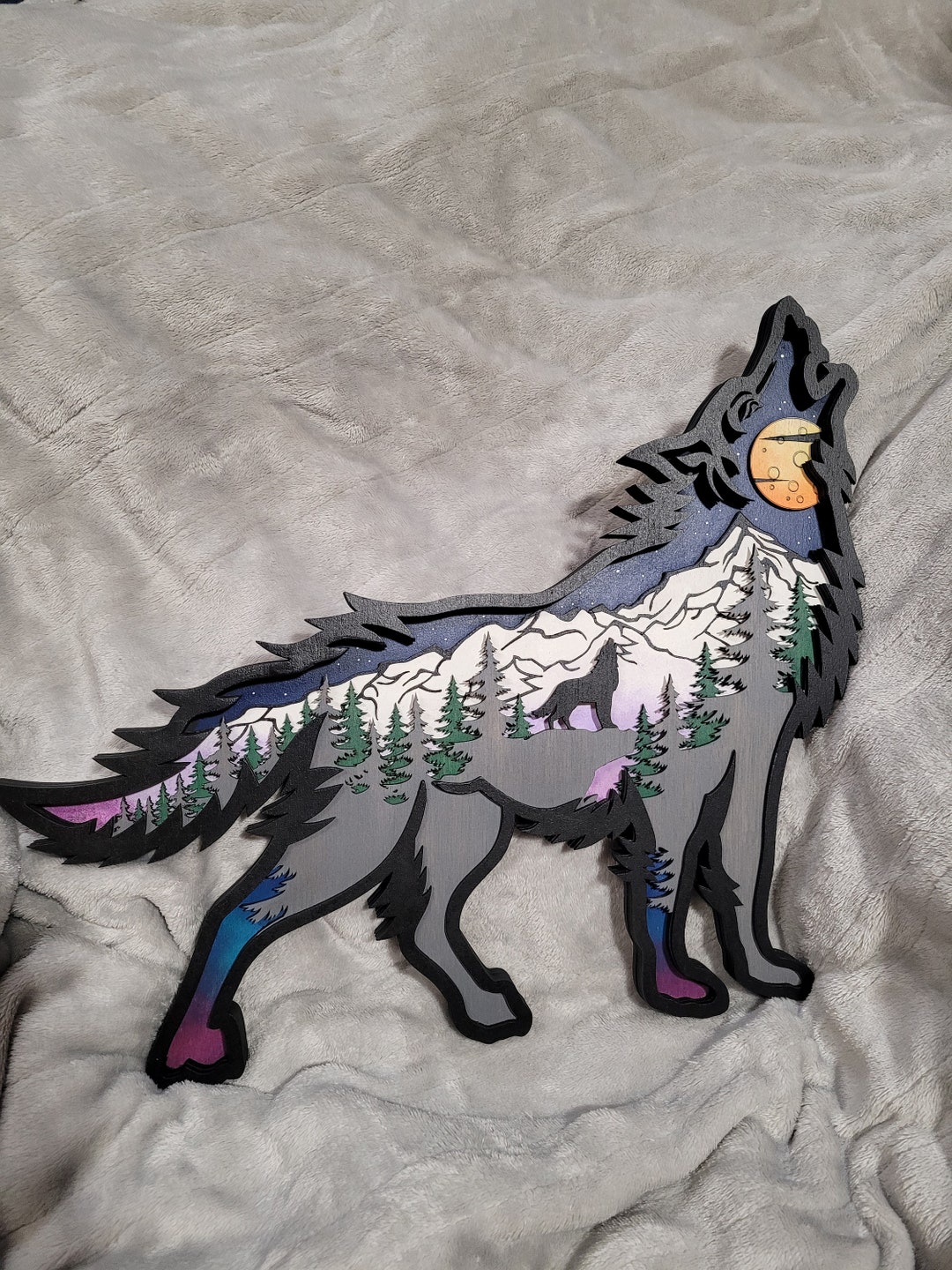 Wolf Layered Wall Hanging - Etsy