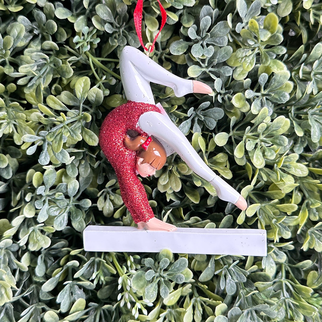 Gymnastics / Balance Beam / Red/ Personalized Christmas Ornament / Hand ...