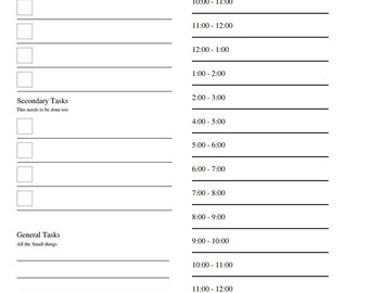 Daily Planner Time Block Landscape Layout Printable Habit Tracker ...