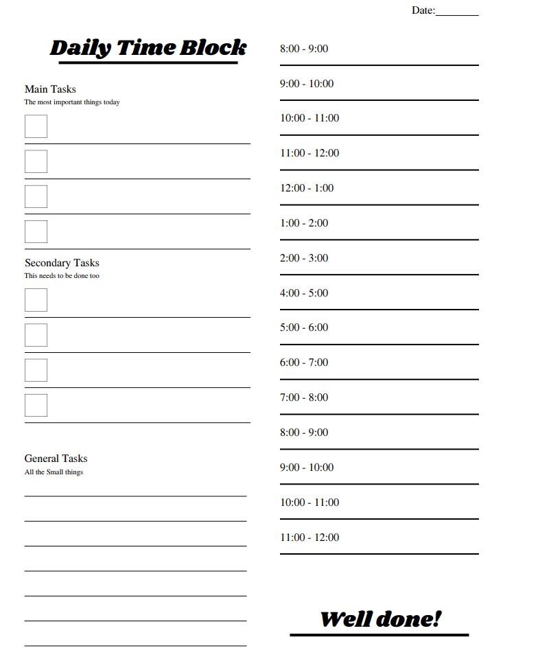 Daily Time Block Planner - Etsy