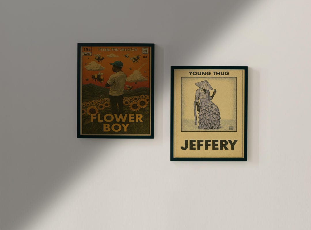 Jeffery & Flower Boy Poster Set – Retro Comic Album Cover Art – Digital ...