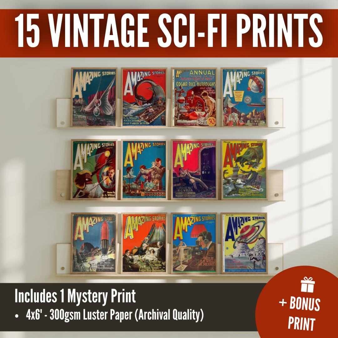 15 Vintage Sci-fi Poster Prints + Bonus Mystery Art – Retro 1920s Pulp ...