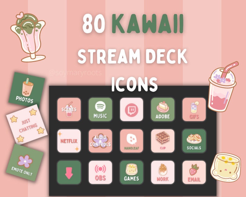 STREAM DECK Kawaii Icons / Twitch / Streaming Assets / Adobe + More! - Etsy