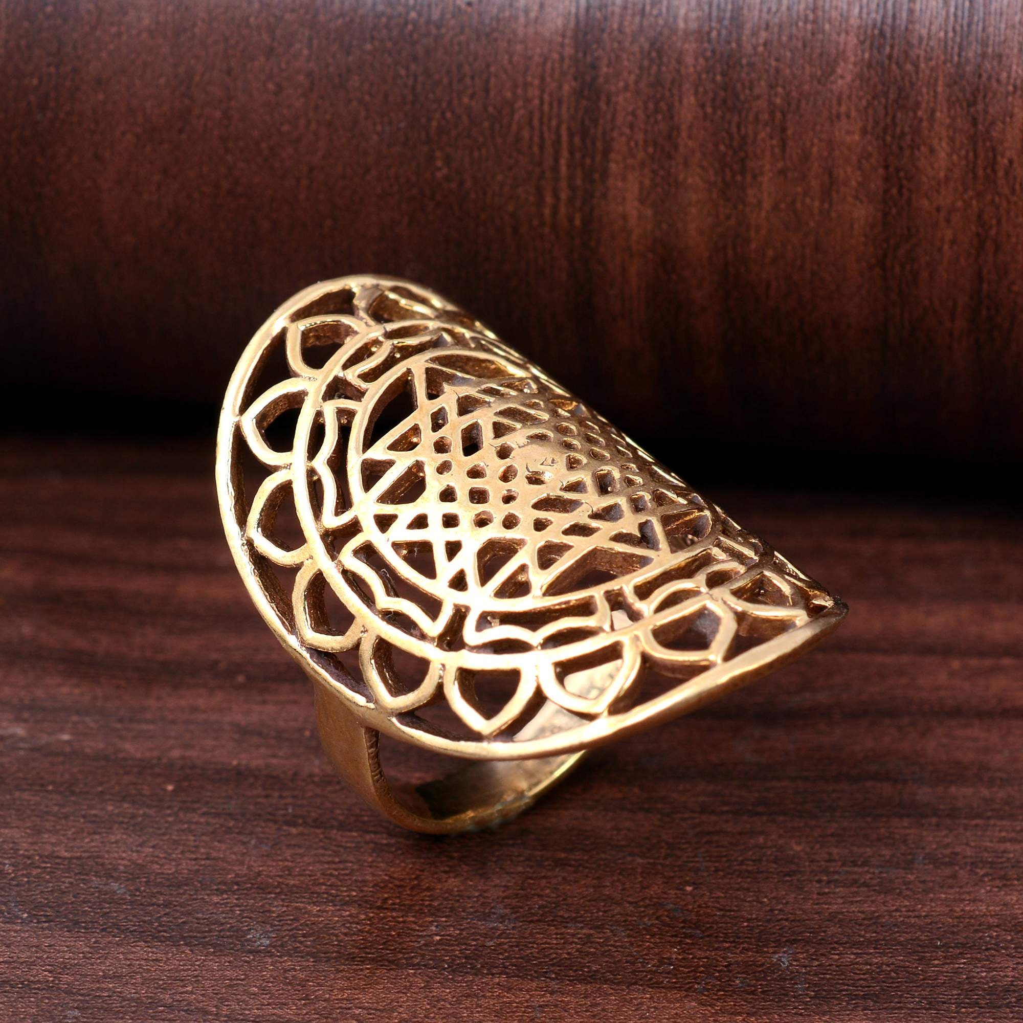 Sri Yantra Mandala Sacred Geometry Ring Brass Yoga Jewellery, Handmade ...
