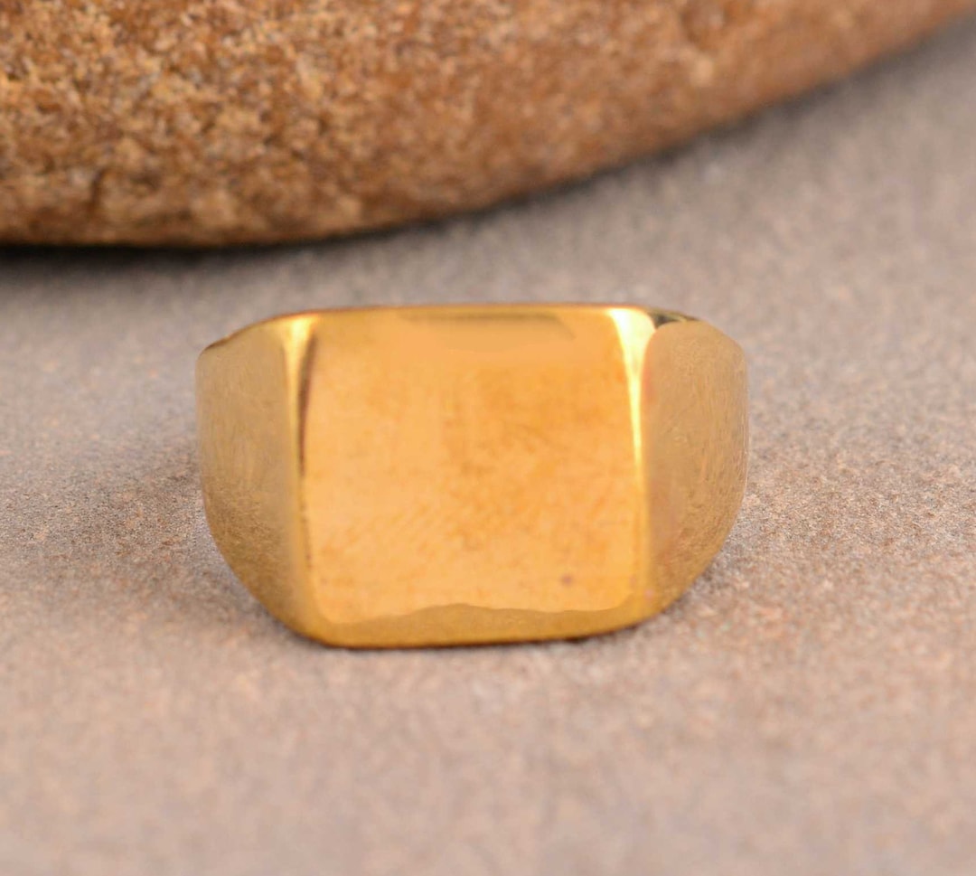 Signet Square Ring, Brass Signet Ring, Promise Ring, Handmade Ring, Men ...