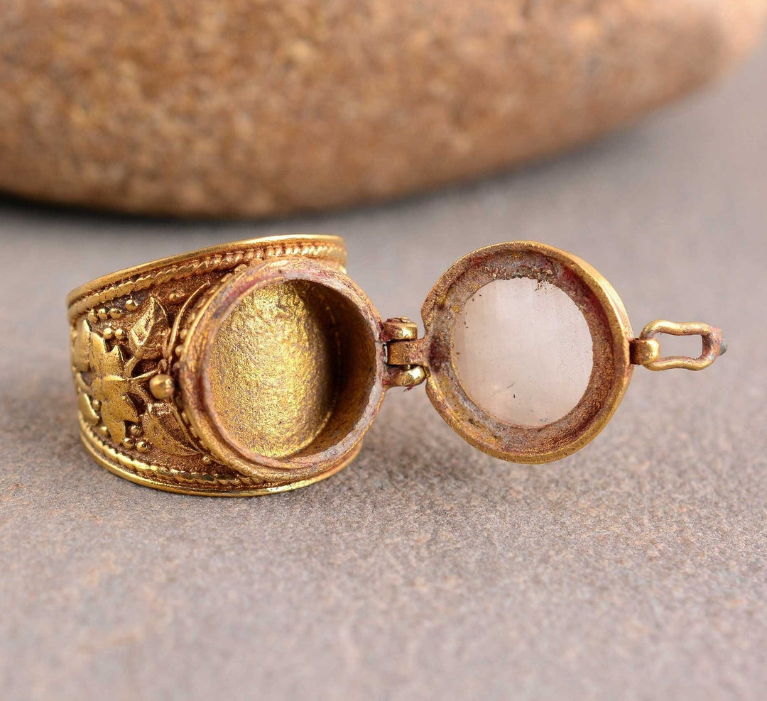 Ethnic Poison Ring, Openable Poison Ring, Vintage Ring, Moonstone ...