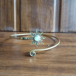 Moonstone Boho Upper Arm Bracelet, Gold Sunburst Arm Cuff, Goddess ...