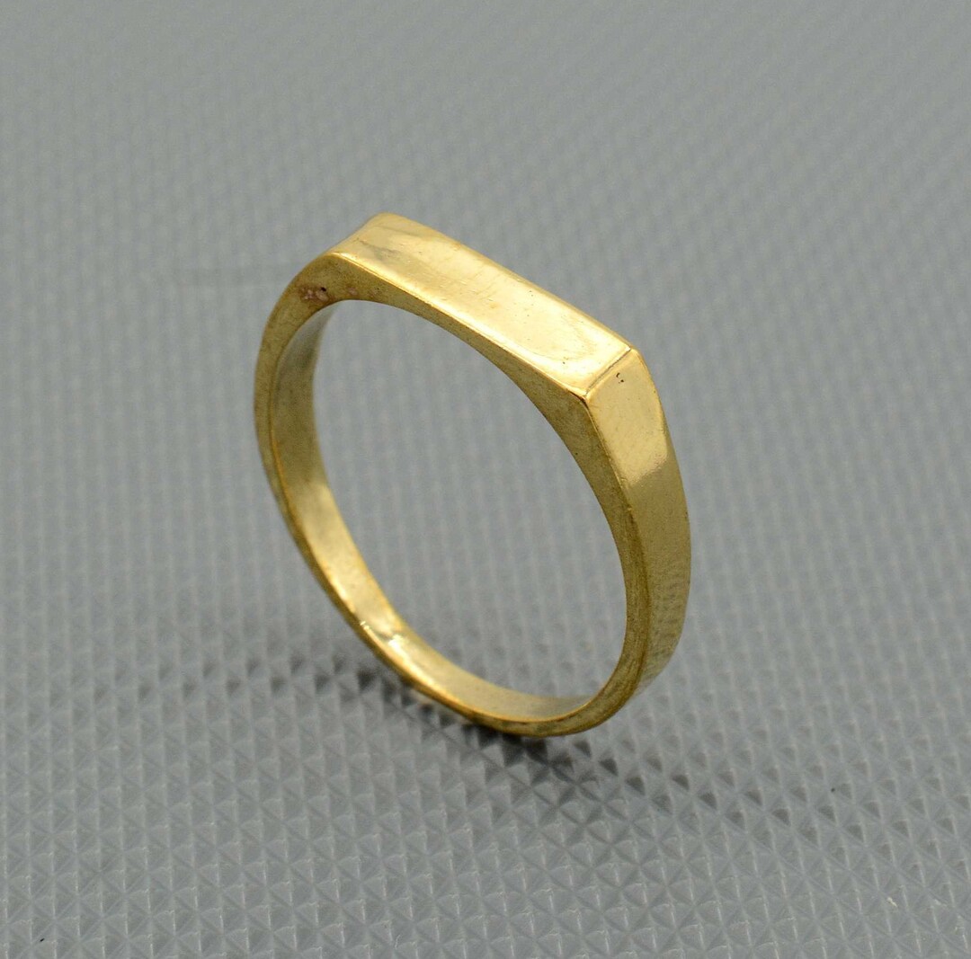 Thin Signet Ring - Mens Gold Signet Ring - Gold Brass Minimal Signet ...