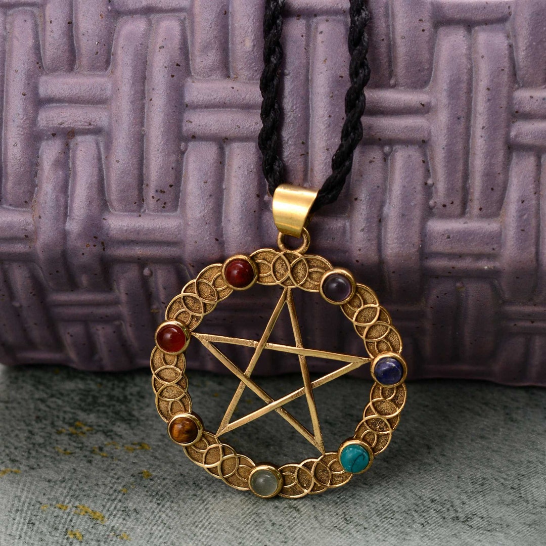Vintage Chakra Stone Pentacle Star Choker Gold Necklace - Etsy