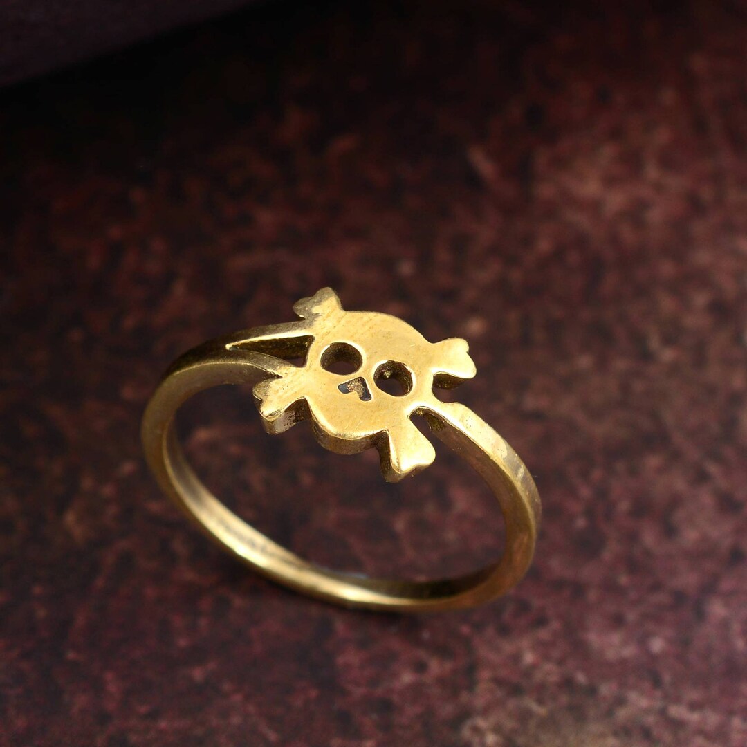 Gold Skull Ring, Men's Skull Ring, Handmade Skull Ring, Gothic Skull ...