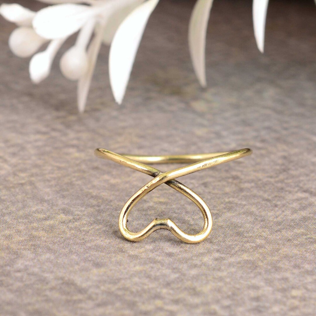 Heart Outline Ring, Open Heart Ring, Heart Shaped Rings, Love Ring ...