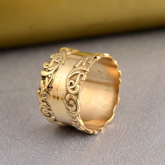 Gold Designer Jewellery Gold Broad Band Filigree Ring Art nouveau Design Vintage Wedding Bands Women Engagement Ring Etsy Ireland