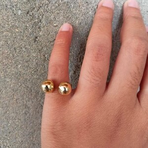 Womens Brass Balls Ring, Simple Ball Ring, Adjustable Ring, Open Cuff ...