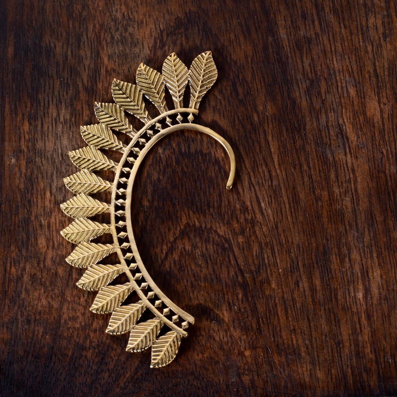 Feather Wing Ear Cuff Earpiece Brass Bohemian Jewelry Brass Ear Cuff ...