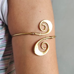 Upper Arm Cuff Arm Band Spiral Handmade Made of Brass, Jewelry - Etsy