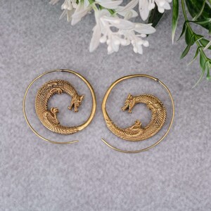 SINGLE Dragon Hoop Earring, Dragon Earring, Gothic Earring, Gothic Jewelry, Dragon Jewelry ...