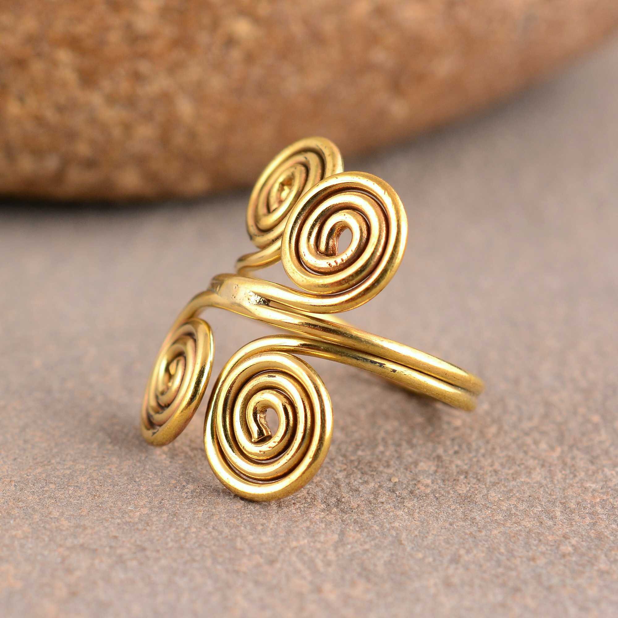 Brass Spiral Ring Double Coil Ring Handmade Ring Dainty - Etsy
