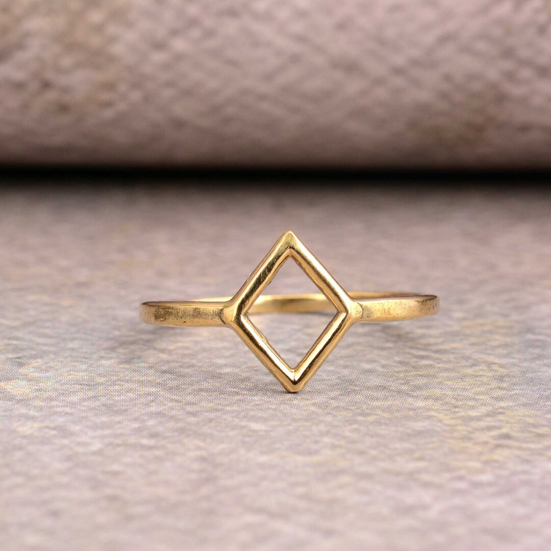 Diamond Shape Geometric Modern Minimalist Ring, Gold Rhombus Ring ...