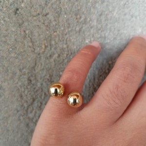 Womens Brass Balls Ring, Simple Ball Ring, Adjustable Ring, Open Cuff ...