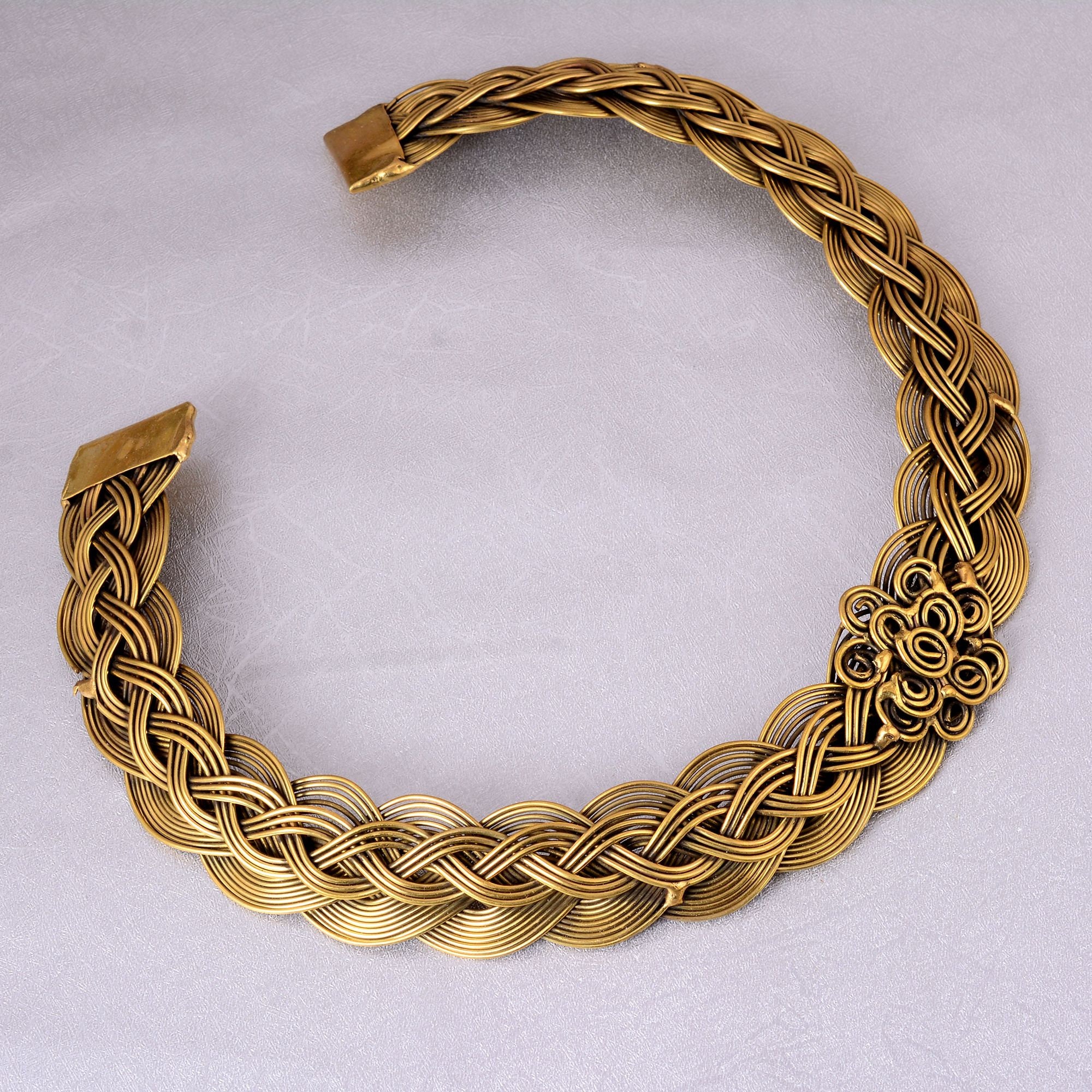 Braided Torque Choker Viking Choker Brass Color Tribal - Etsy