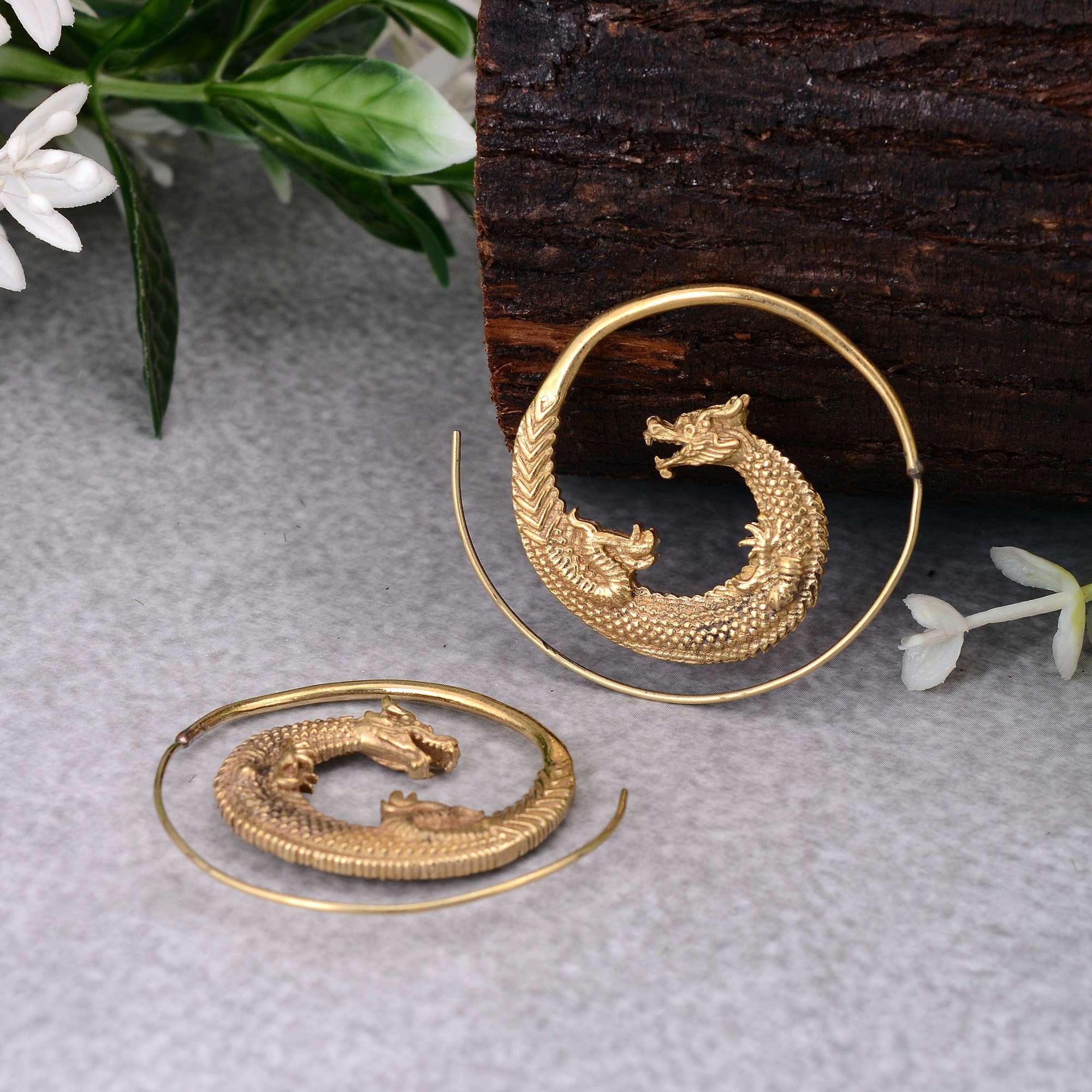 SINGLE Dragon Hoop Earring, Dragon Earring, Gothic Earring, Gothic Jewelry, Dragon Jewelry ...