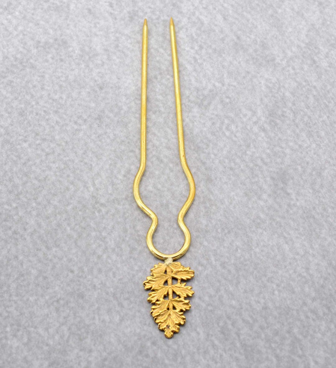 Leaf Hair Pin, Pure Brass, Hair Fork, Hair Accessory, Bun Holder, Hair ...