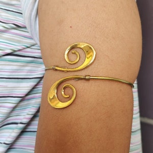 Upper Arm Cuff Arm Band Spiral Handmade Made of Brass, Jewelry - Etsy