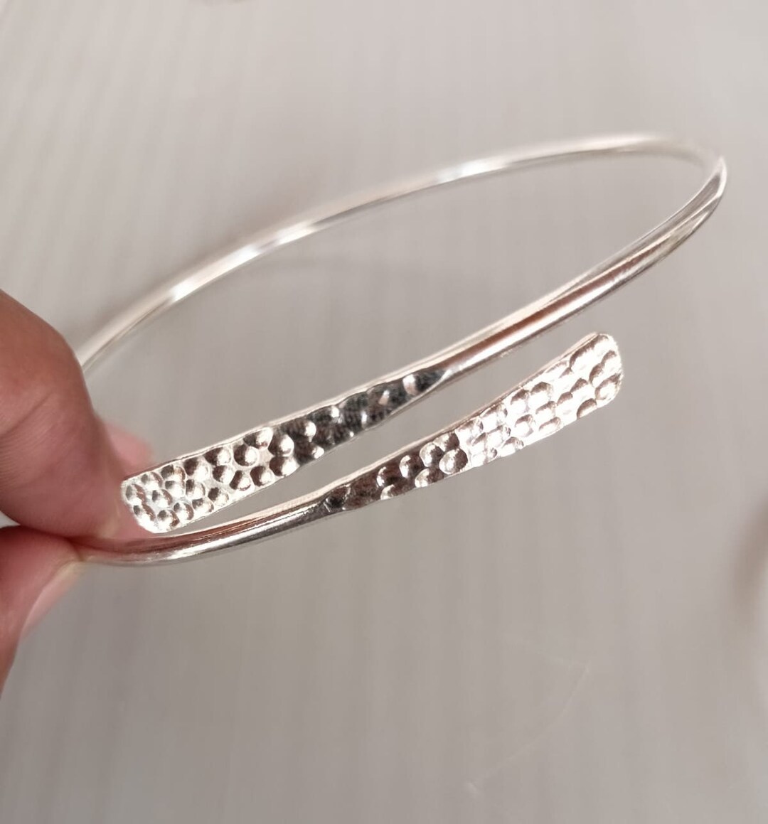 Silver Upper Arm Bracelet / Cuff / Top Arm Band / Hammered Jewellery ...