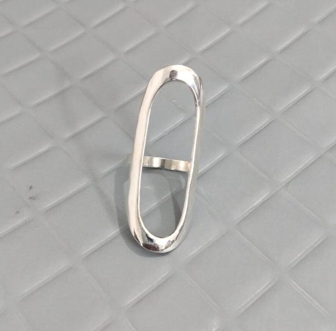 Sterling Silver Open Oval Ring, Large Oval Ring, Open Oval Circle Ring ...