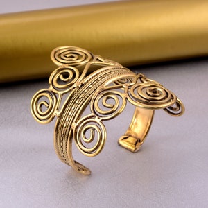 African Style Upper Arm Bangle Cuff Bracelet Jewelry, Gold Mandala Arm ...