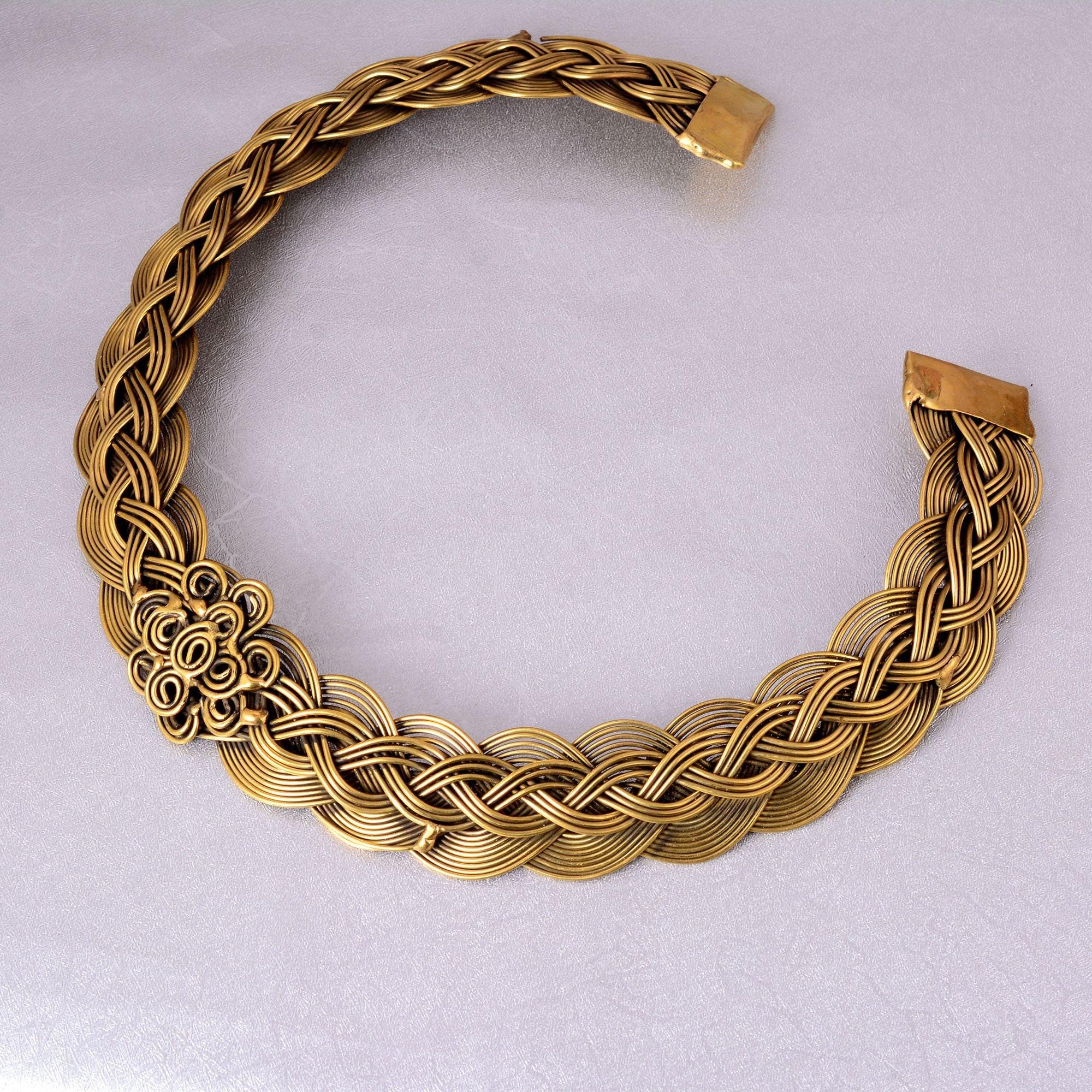 Braided Torque Choker Viking Choker Brass Color Tribal - Etsy