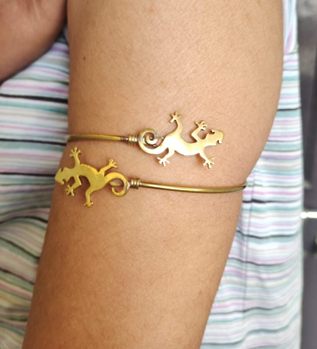 Lizard Upper Arm Cuff, Handmade Arm Band, Gold Brass Arm Cuff, Gifts ...