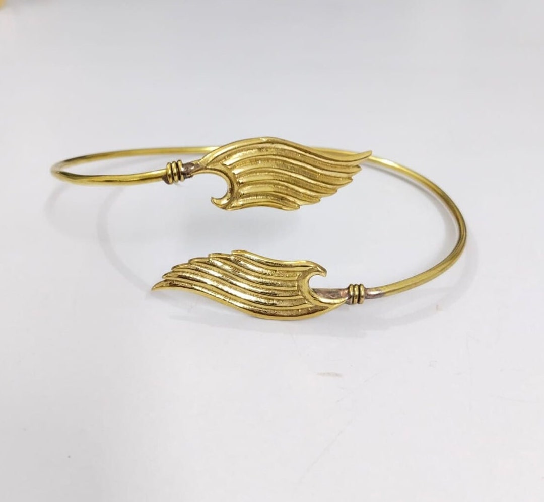 Feather Angel Wings Gold Adjustable Arm Cuff Bracelet, Lucky Arm Cuff ...