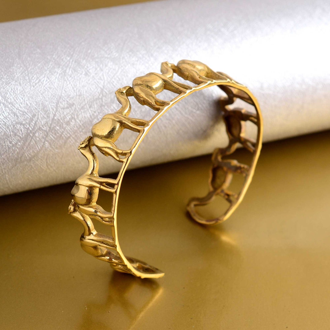 Gold Camel Cuff Bracelet: Antique Brass Desert Animal Charm - Etsy