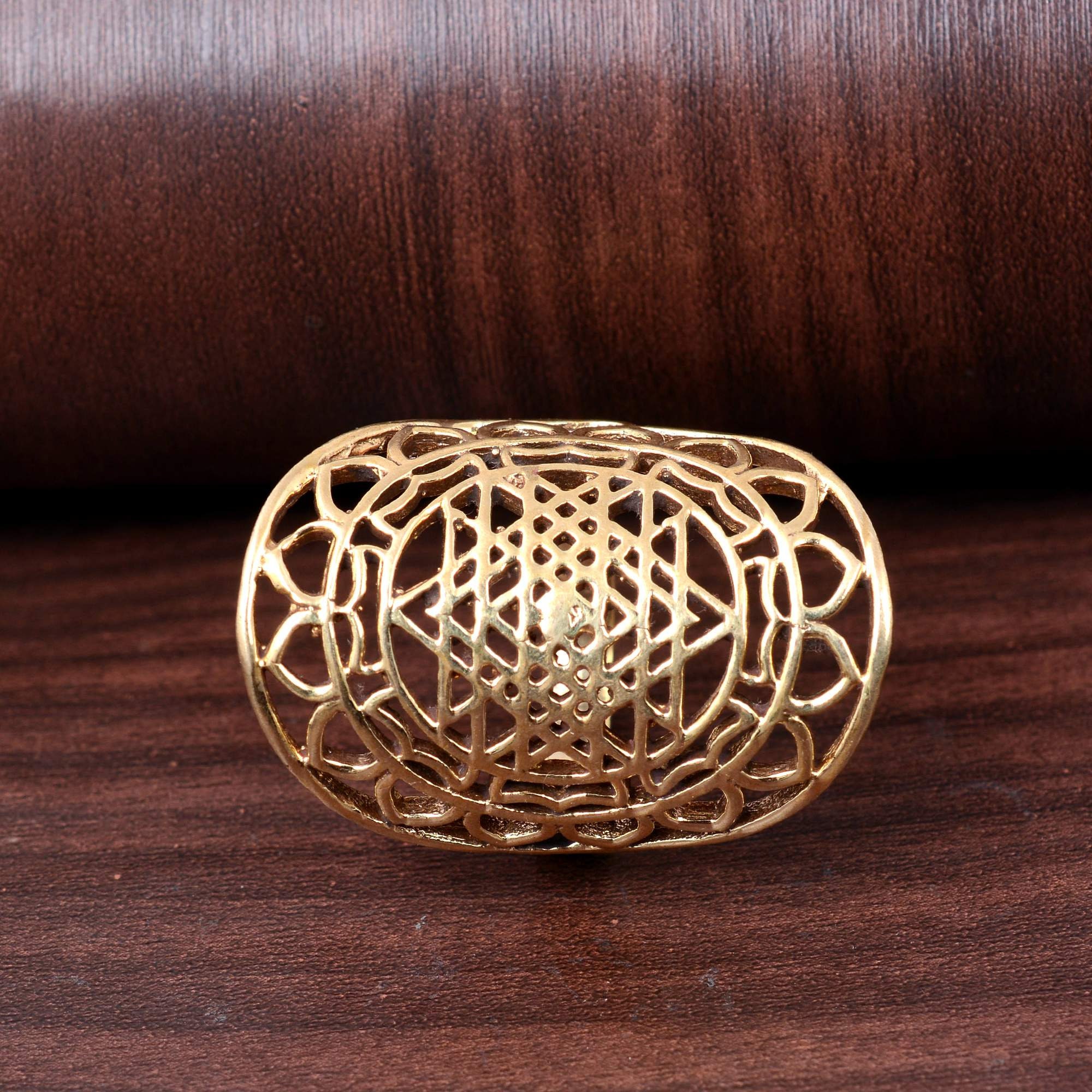 Sri Yantra Mandala Sacred Geometry Ring Brass Yoga Jewellery, Handmade ...