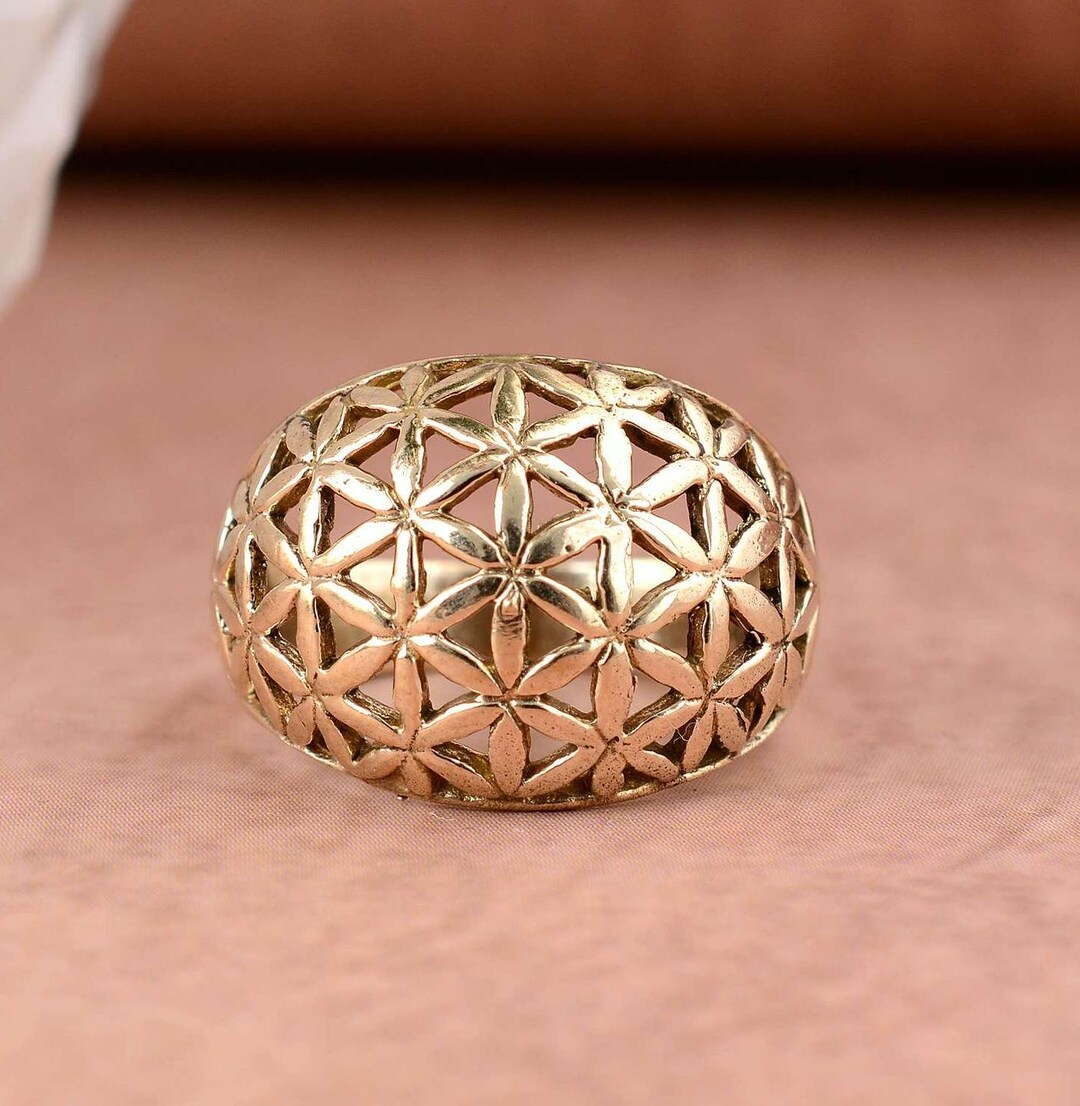 Flower of Life Ring: Sacred Geometry Brass Mandala Ring - Etsy