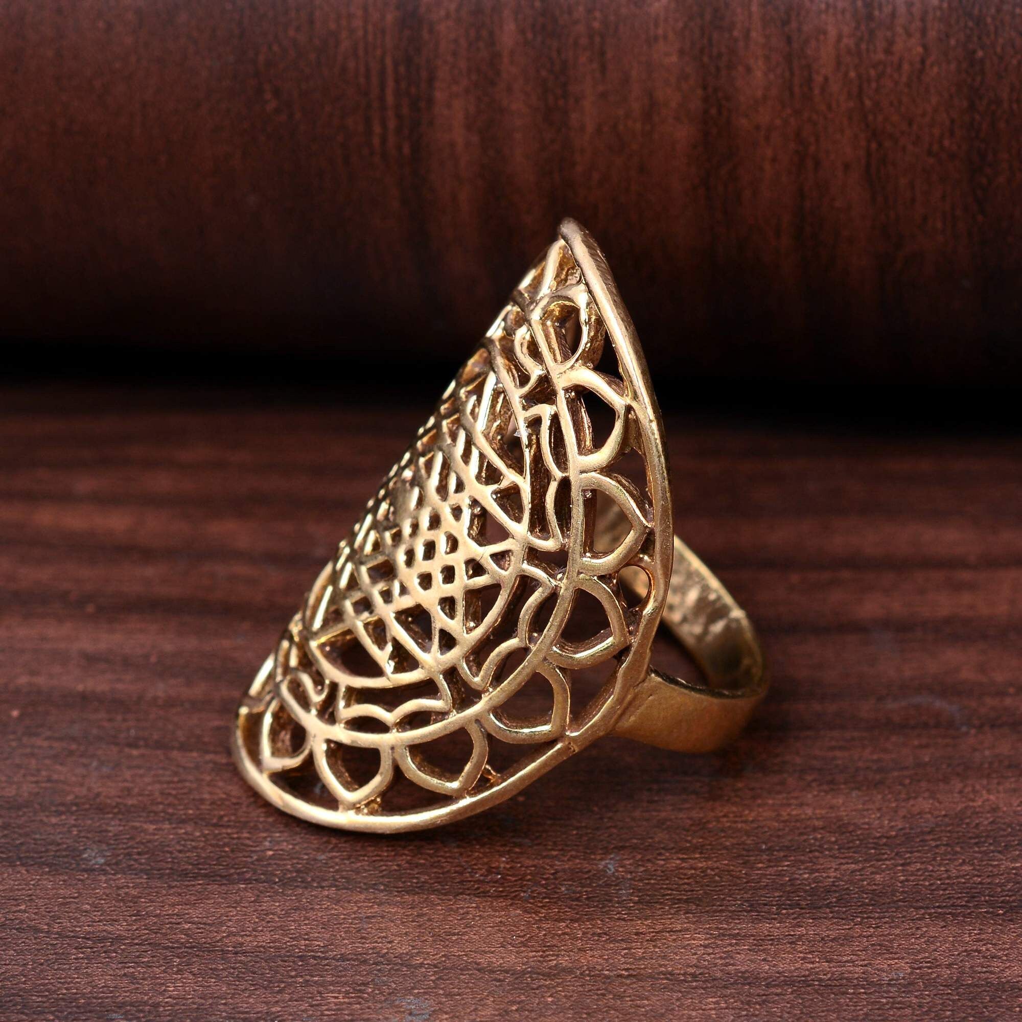 Sri Yantra Mandala Sacred Geometry Ring Brass Yoga Jewellery, Handmade ...