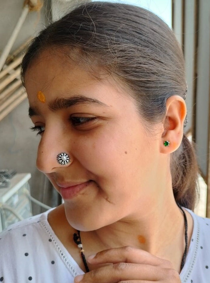 Stone False Nose Pins, Indian Oxidized Jewelry Nose Pins Combo Sets for ...
