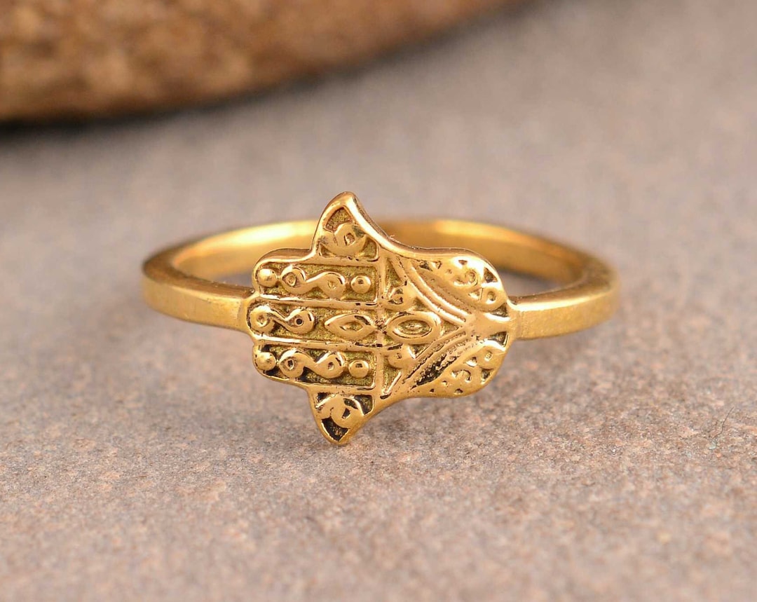 Hamsa Ring, Brass Ring, Hand OF Fatima Ring, Boho Ring, Spiritual ...