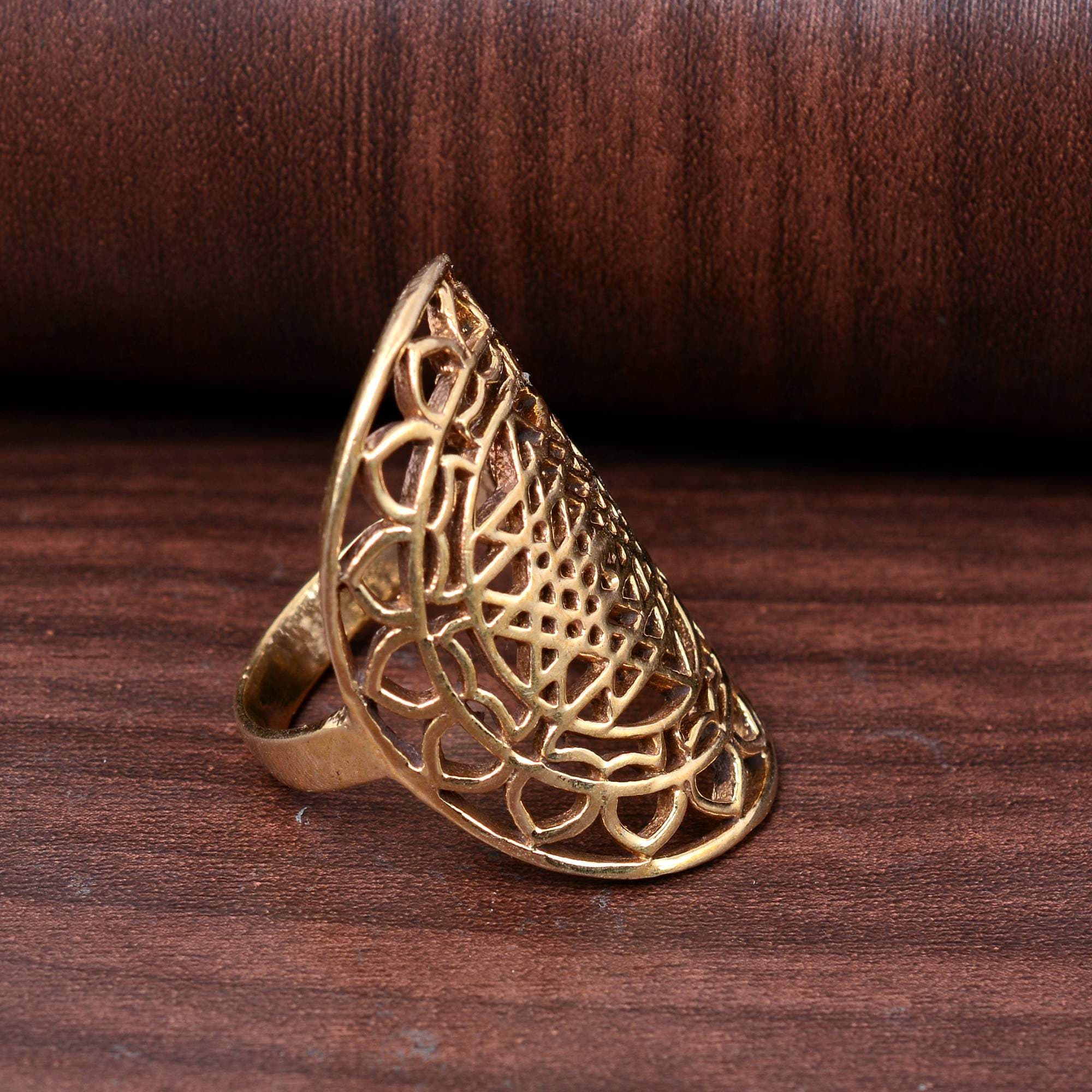 Sri Yantra Mandala Sacred Geometry Ring Brass Yoga Jewellery, Handmade ...