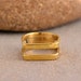 Double Bar Ring, 2 Line Ring, Flat Bar Ring, Gold Bohemian Ring, Modern ...
