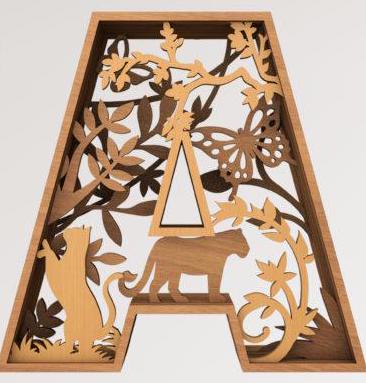 Laser Cut Letters: Layered Alphabet, DIY Wooden Monogram (digital File ...