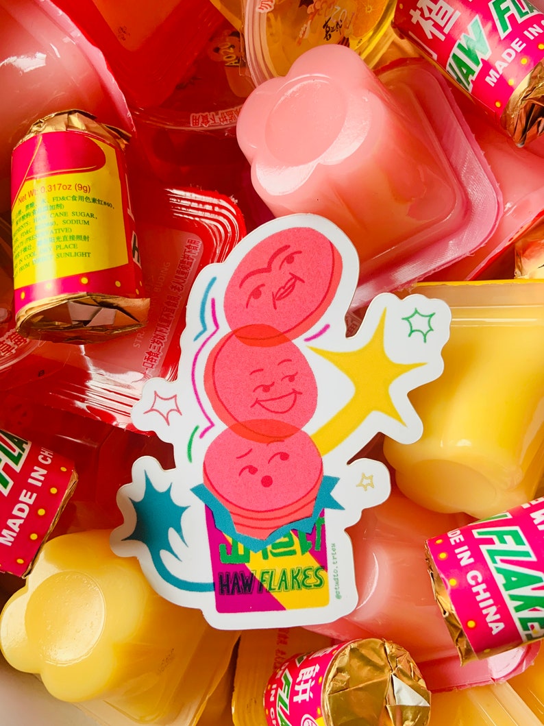 Haw Flake Sticker: Nostalgic Asian Snack, Glossy Waterproof Decal - Etsy