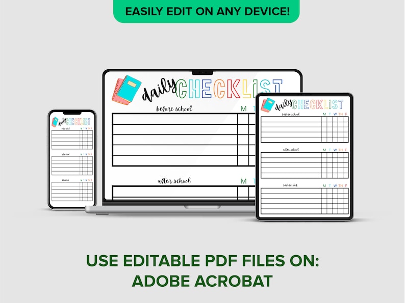 Editable Daily Checklist for Kids and Toddlers Interactive - Etsy
