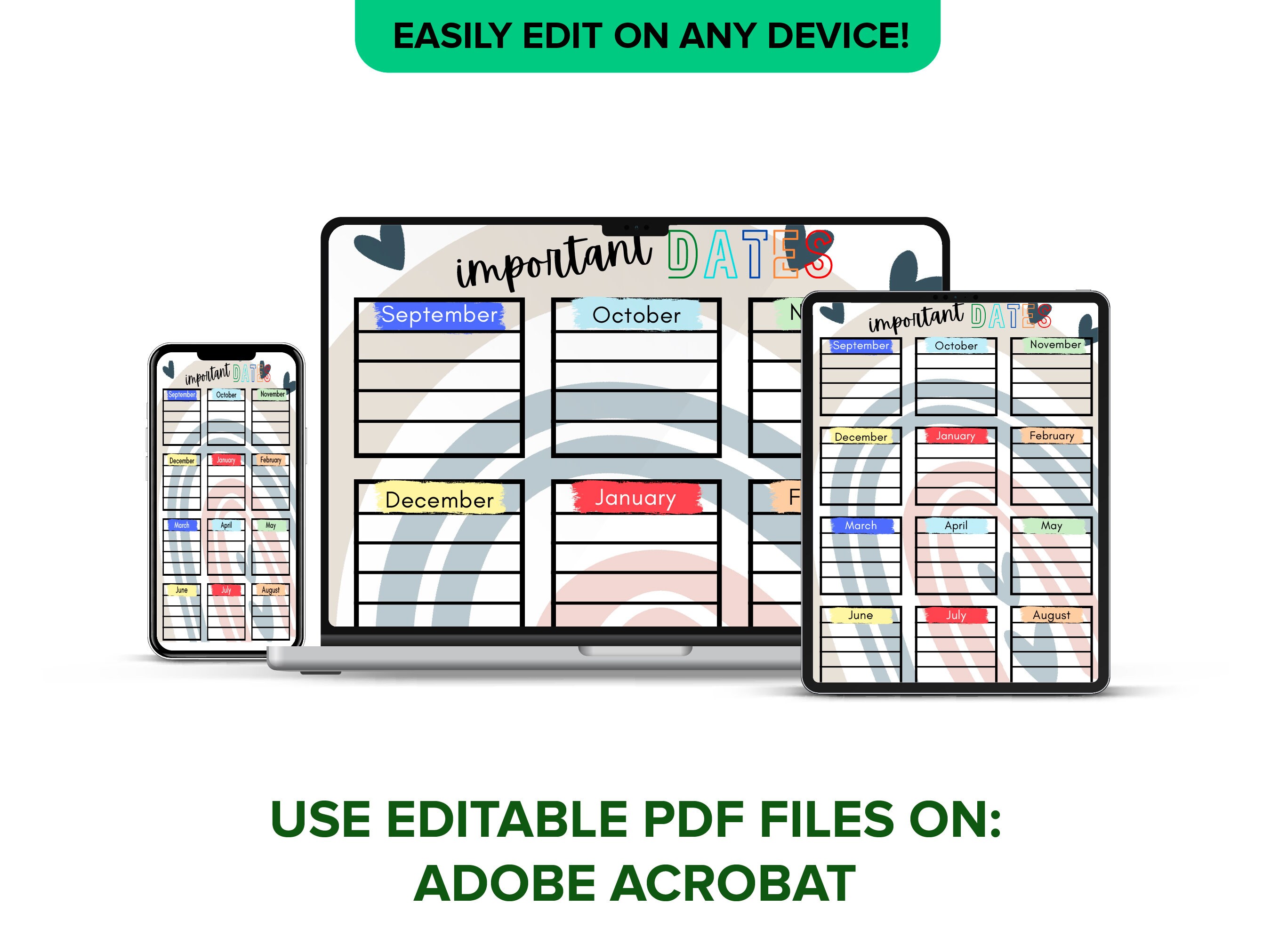 Important Dates Rainbowing for Kids Routine Checklist, to Do List ...